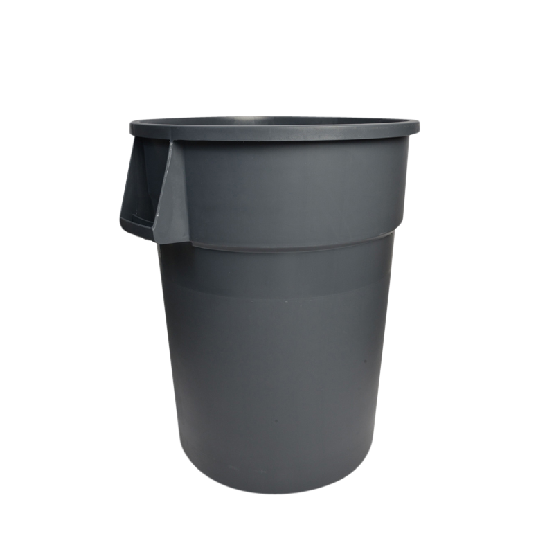 Grey Round Garbage Can 32 Gal. - Prime Packaging