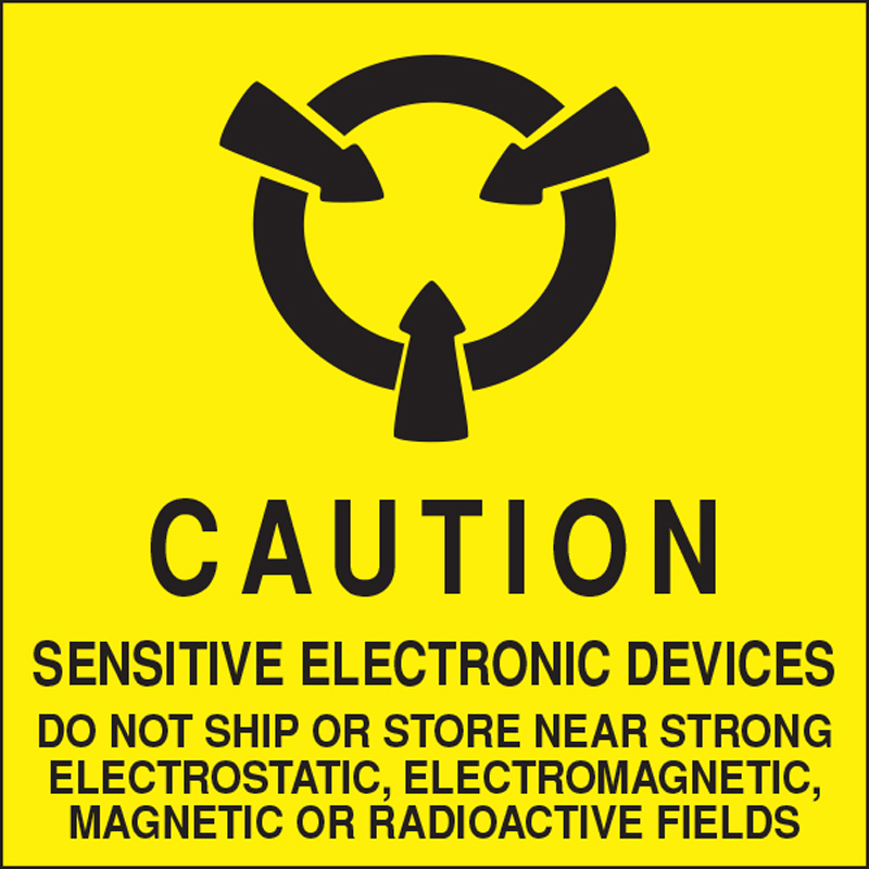 Caution Sensitive Electronic Devices Labels - 2 x 2 | Prime Packaging
