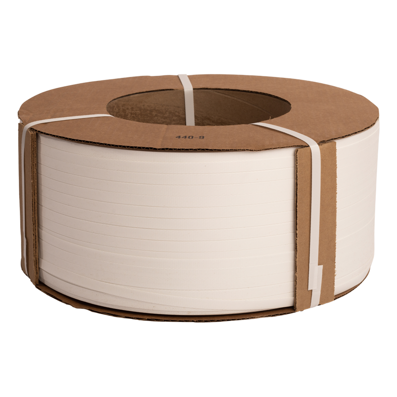 Poly White Machine Strapping 3/8" | Prime Packaging